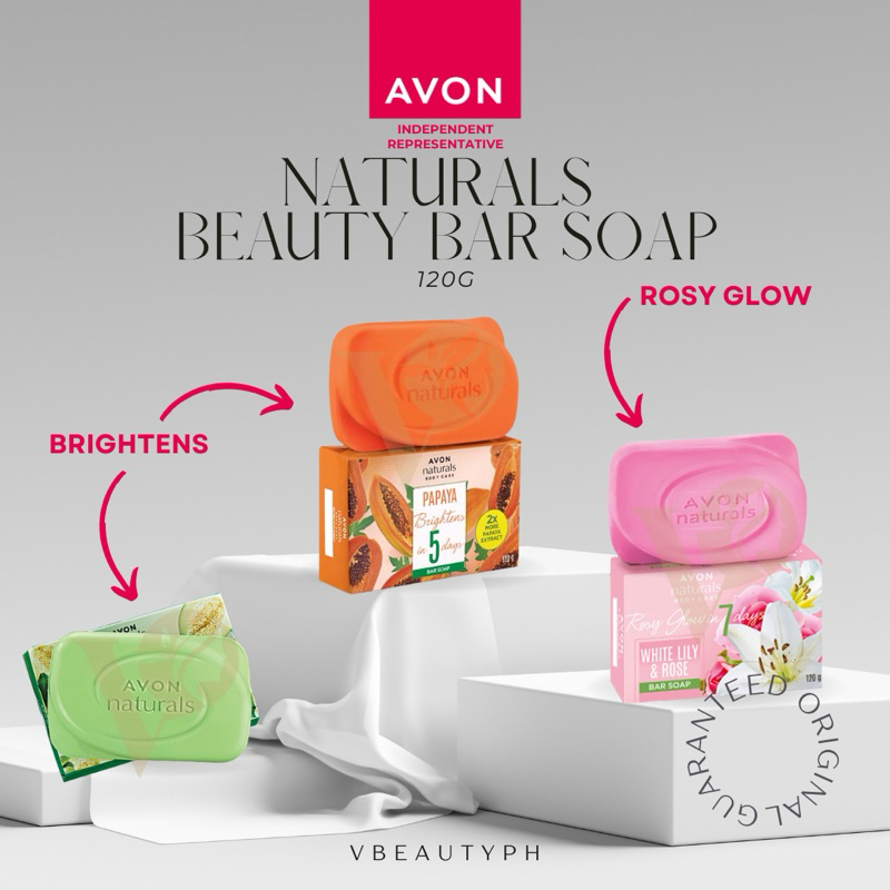 AVON Naturals Beauty Bar Soaps 120 g Whitening Brightening and Rosy ...
