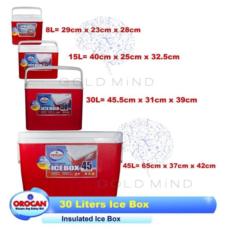 Orocan Ice Box IceBox Cooler Chest Insulated 8L/15L / 30L/35L/45L/52L/65LW/Free Ice Scoop ...