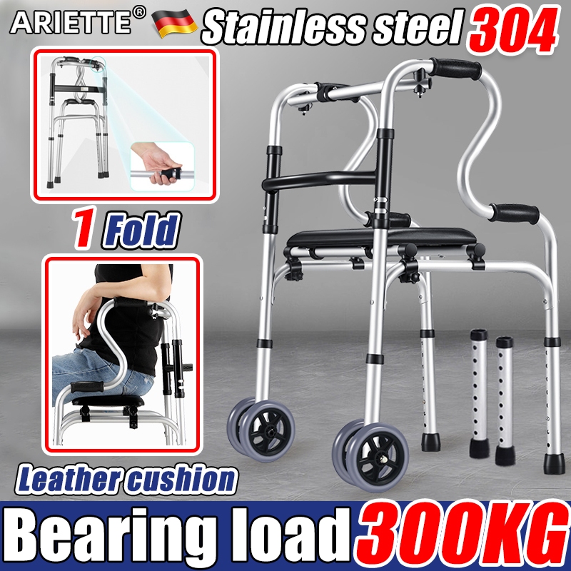Adult Walker With Wheels Adjustable Aid Walker Crutch Cane Stick ...