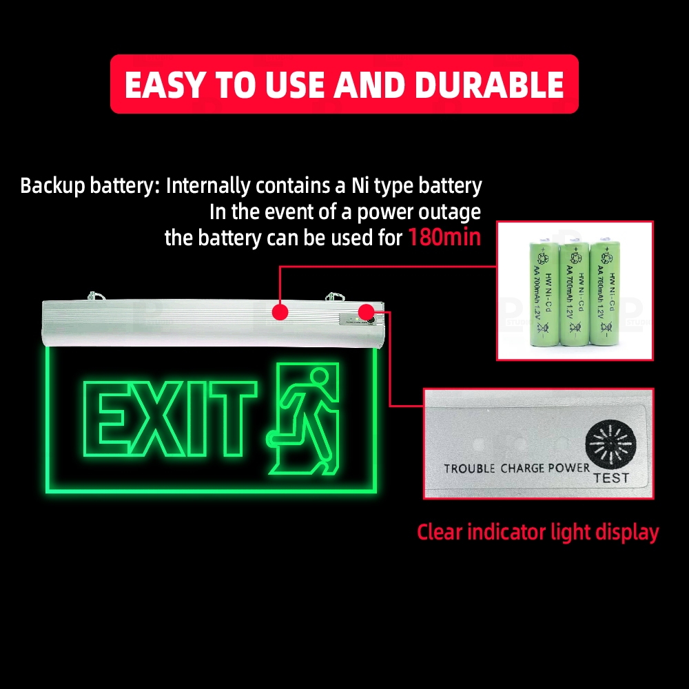 Emegency led light rechargeable emergency exit light fire exit signage ...