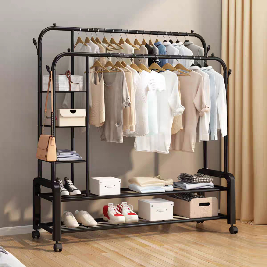Clothes Rack Floor-standing Bedroom Clothes Hanger Floor Laundry Drying ...