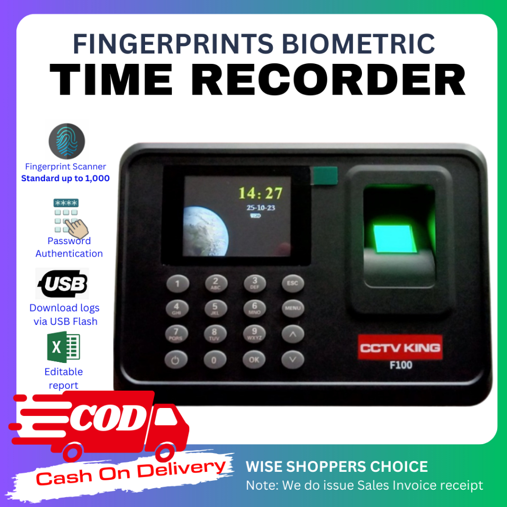 Fingerprint/password authentication, biometrics machine for time and ...