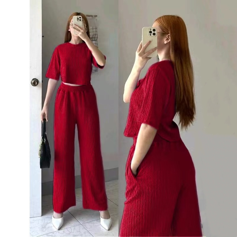 Korean terno for women plain crepe quality casual set terno for woman ...