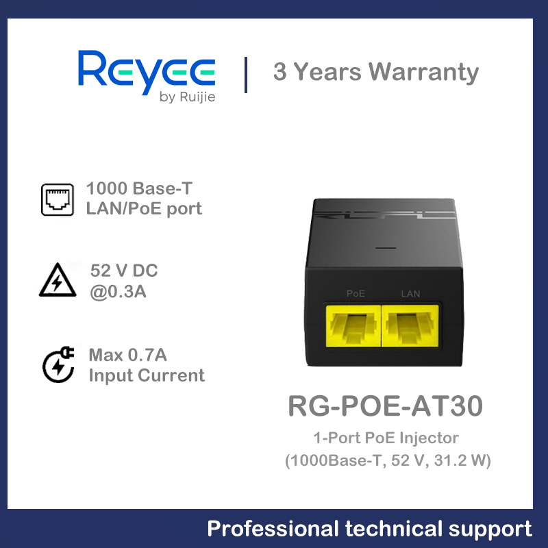 Ruijie-Reyee RG-POE-AT30, 1-Port PoE Injector (1000Base-T, 52 V, 31.2 W) | Shopee Philippines