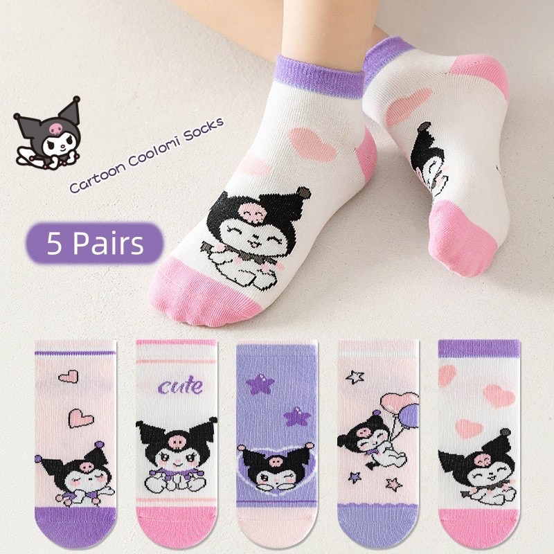 Kids 5 pairs with pouch Cute Characters Socks 3-8 yrs old | Shopee ...