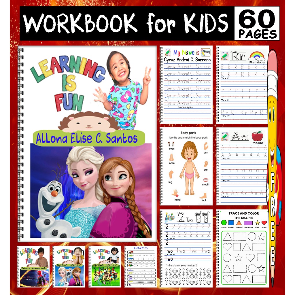 CUSTOMIZED WORKBOOK FOR KIDS - PERSONALIZED NAME & COVER PAGE DESIGN 60 ...