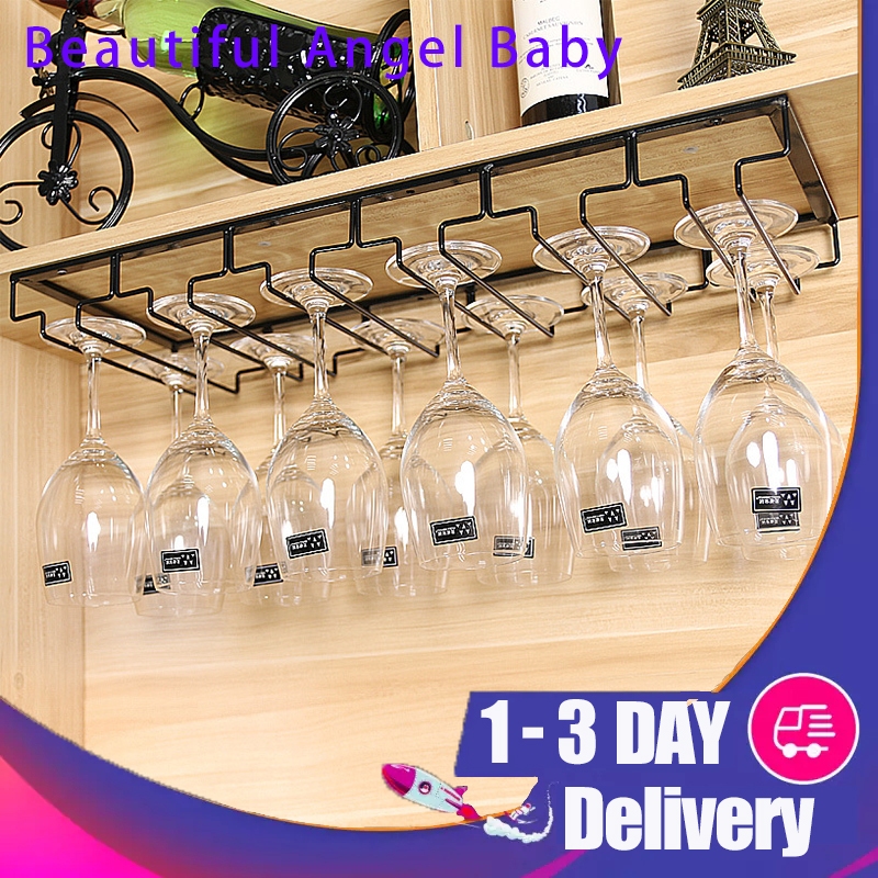 30/40/50/60cm Wine Glass Stand Chrome Holder Base Cabinet Hanger Shelf ...