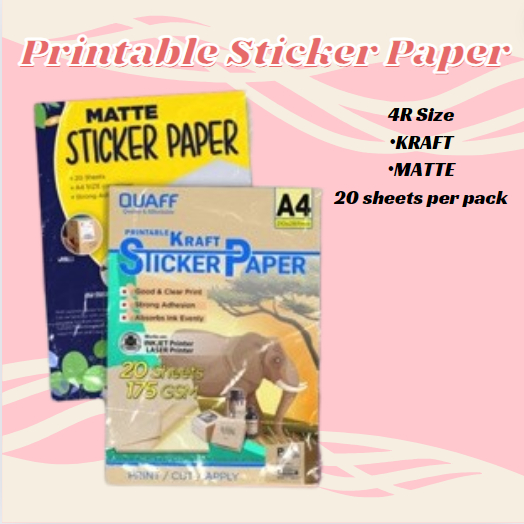 Matte Label Sticker Paper A4 175GSM (20sheets per pack) | Shopee ...