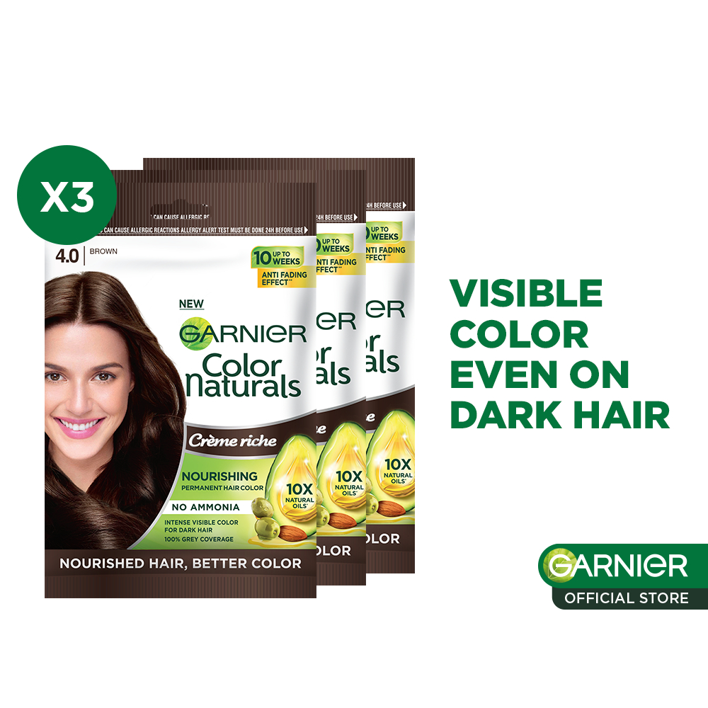 Garnier Color Naturals Shade 4.0 Brown (Set of 3) – DIY Longlasting ...