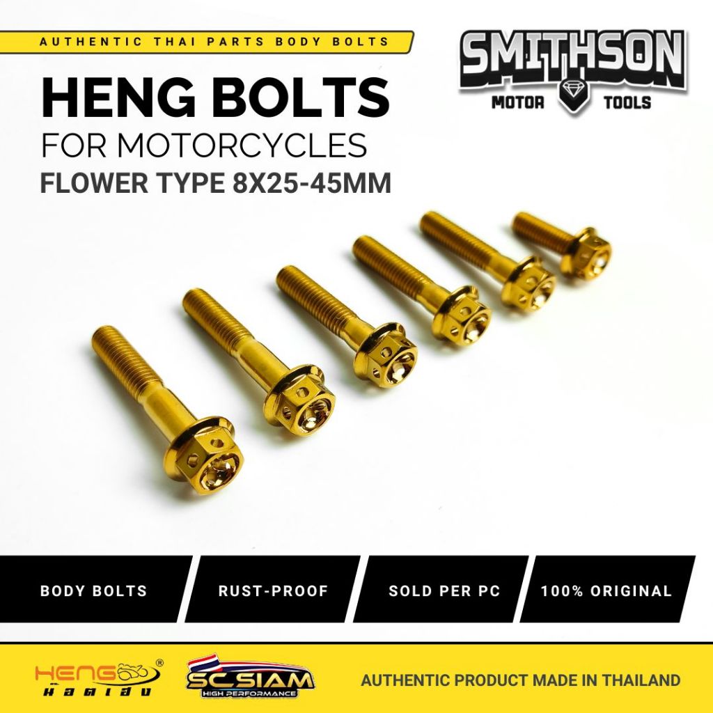 HENG Body Bolts Flower Type Size 8x25 - 8x45 Sold per Piece Motorcycle ...
