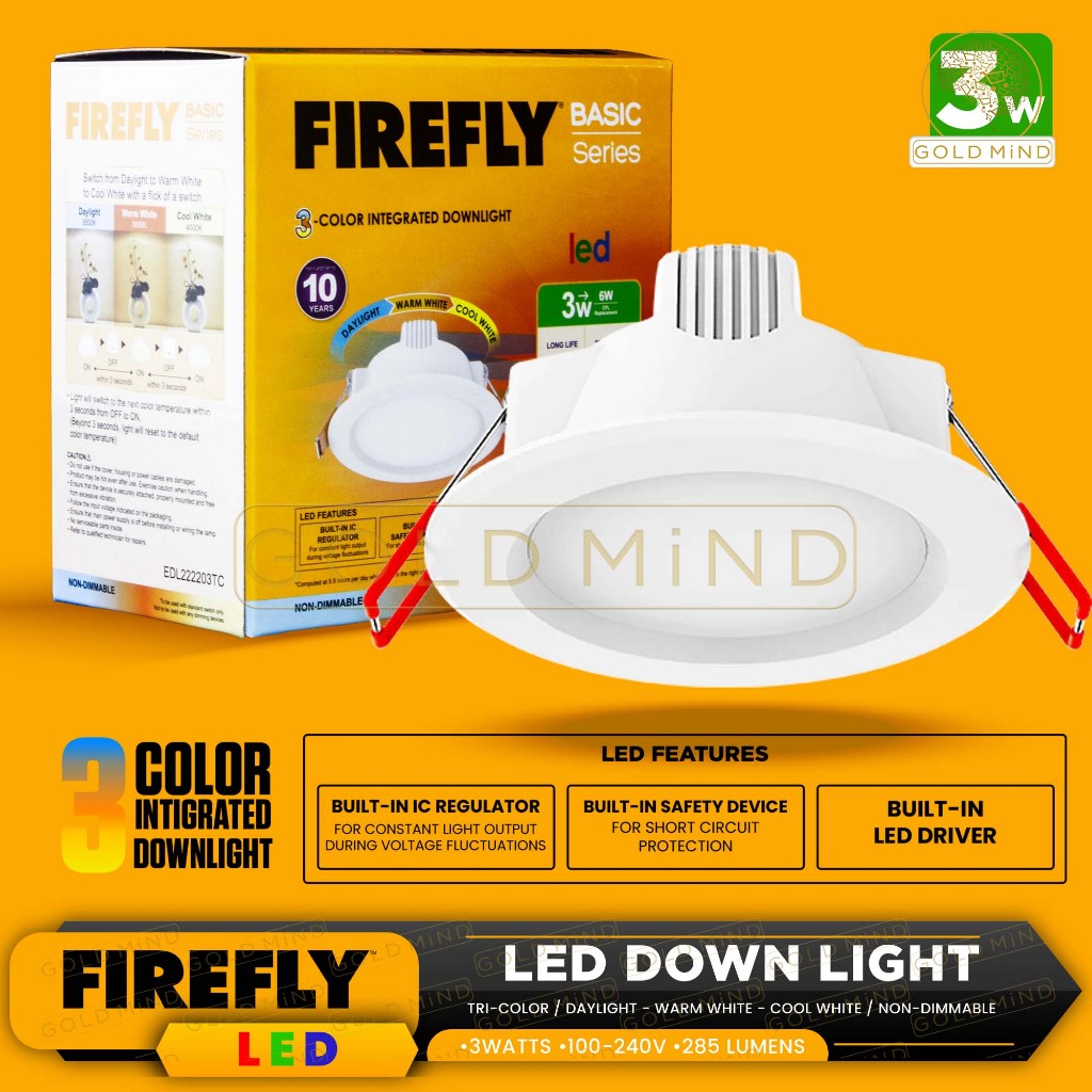 Firefly Tri-Color LED Integrated Downlight, Low Power Consumption ...