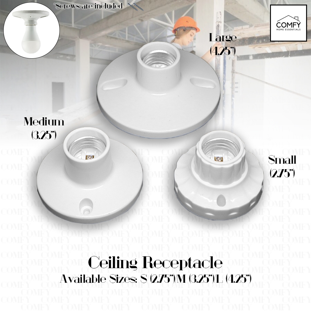 Golden Eagle E27 Ceiling Receptacle Light Bulb Socket Standard Sizes (2 ...