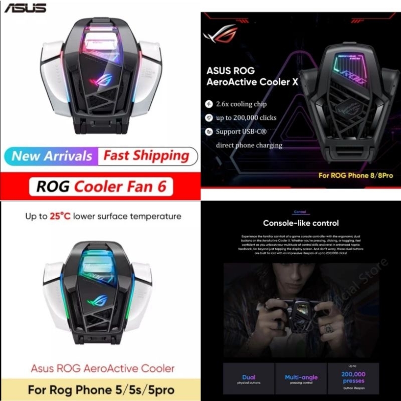 Asus Rog Phone 8 7 6 6D 5 5S Series AeroActive Cooler X / 6 Cooling Fan ...