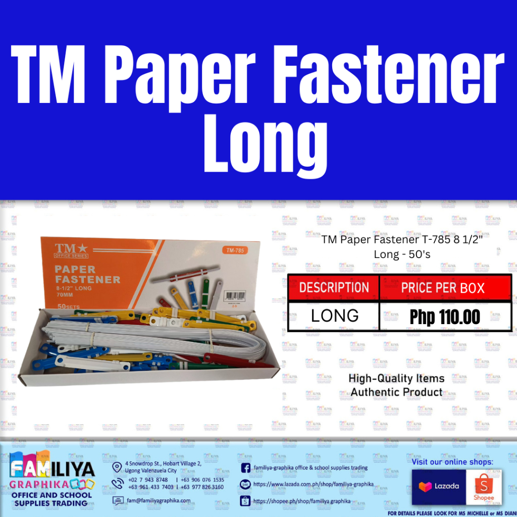 TM Paper Fastener T-785 8 1/2" Long - 50's | Shopee Philippines