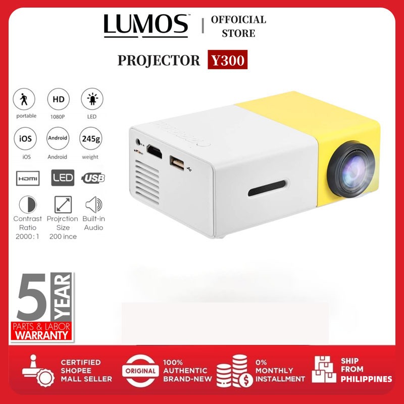 PROJECTOR Y300 Mini Portable Projector phone 1080P LED Full HD ...