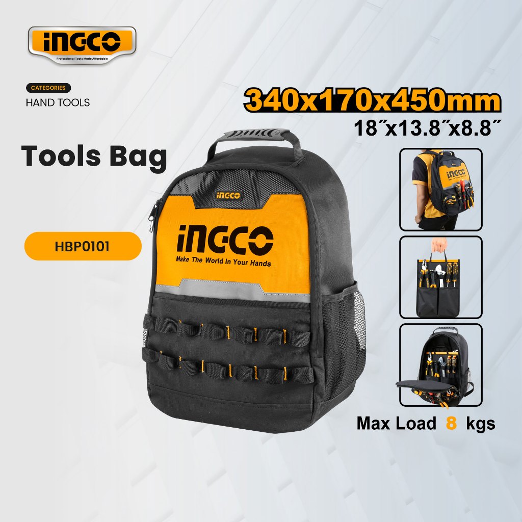 Ingco Tools Bag Pack with 1pc Handle Bag Inside HBP0101 / HBP01028 IHT ...