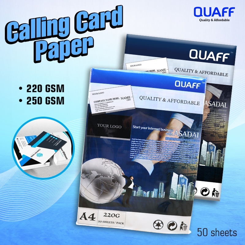 Quaff A4 Size Double Sided Matte Calling Card Paper 50 Sheets Pack ...