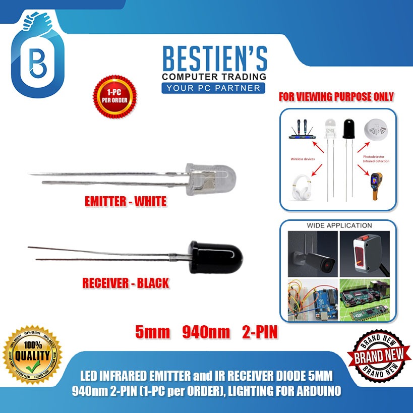 Led Infrared Emitter And Ir Receiver Diode 5mm 940nm 2 Pin 1 Pc Per Order Lighting For