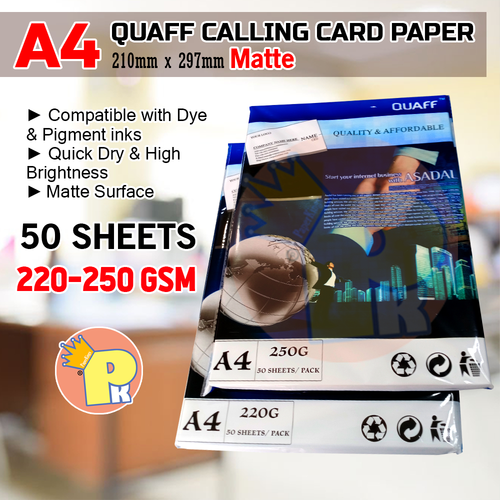 Quaff Calling Card white matte paper 180gsm 220gsm and 250gsm ...