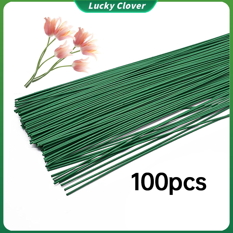 100Pcs 40cm Floral Stem Wire Handmade Rose Pole Artificial Flower Stem ...