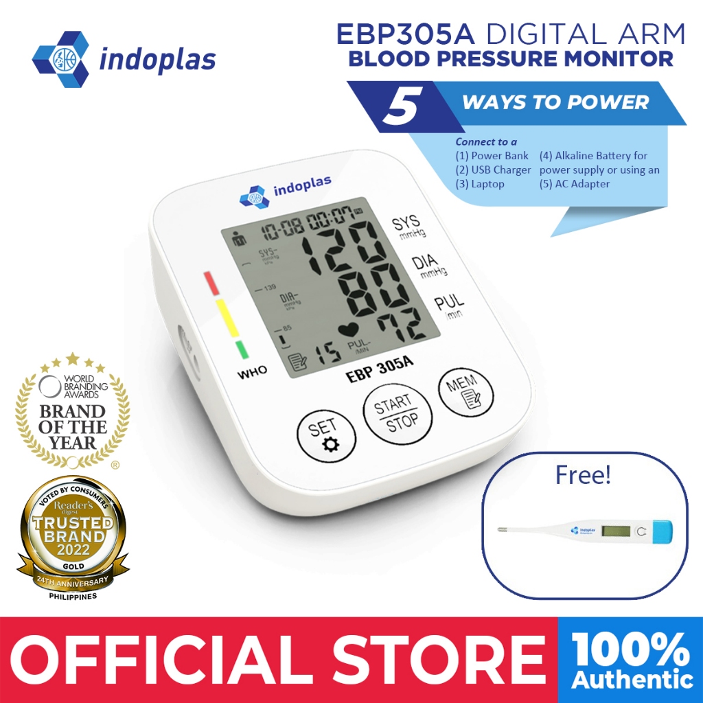 Indoplas Elite EBP305A USB-C Powered Blood Pressure Monitor - FREE ...