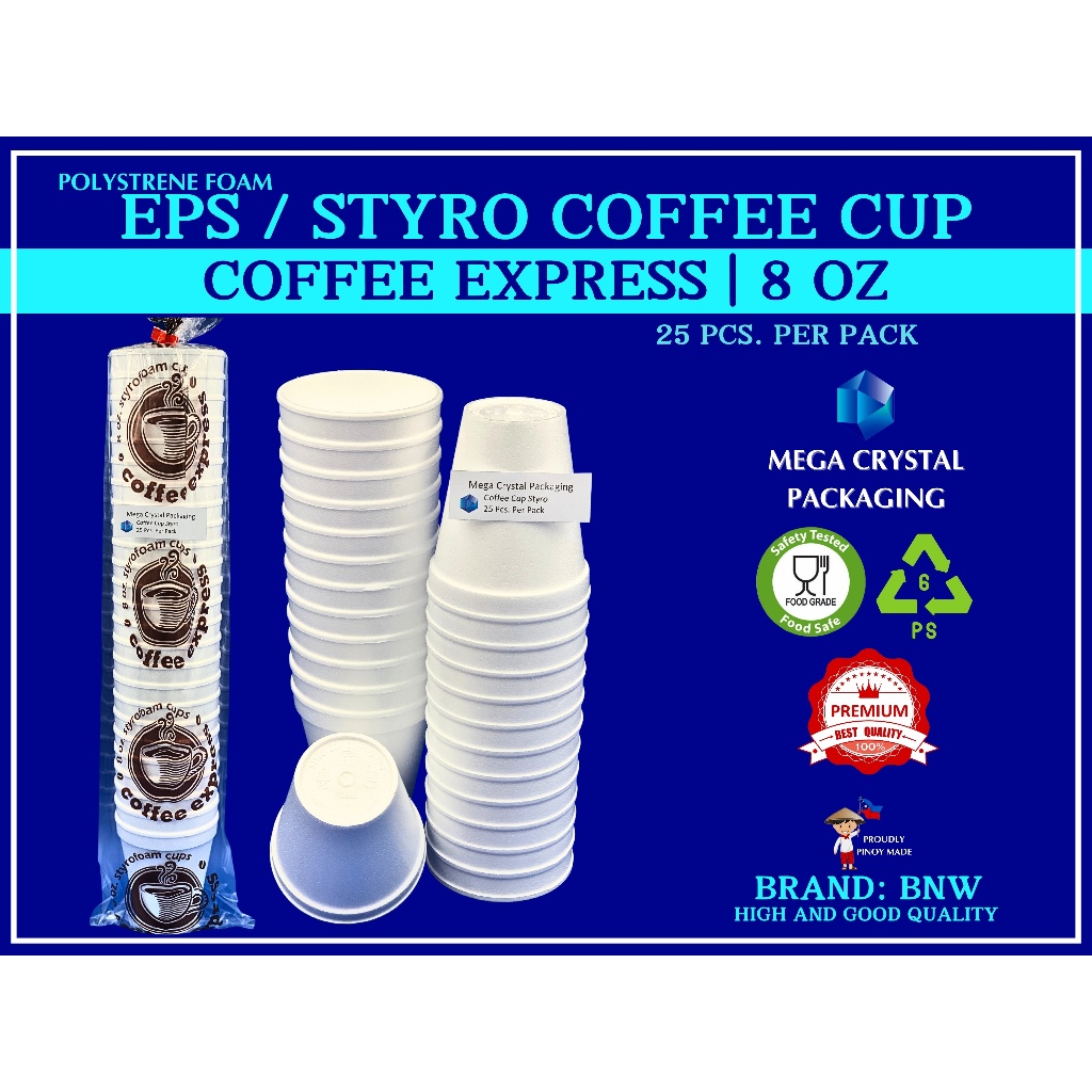 [ 25 Pcs ] Styro / Disposable Coffee Cups 8 oz Coffee Express | Shopee ...