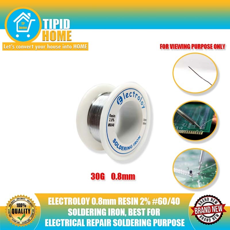 ELECTROLOY 0.8mm RESIN 2% #60/40 SOLDERING IRON, BEST FOR ELECTRICAL ...