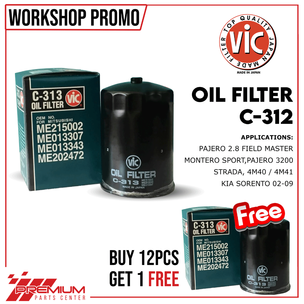 VIC Oil Filter C-313 for Mitsubishi Pajero, Montero Sport, Strada 4M40 ...