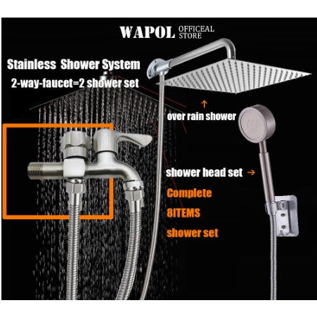 304 stainless steel single cold shower set with faucet rain shower head ...