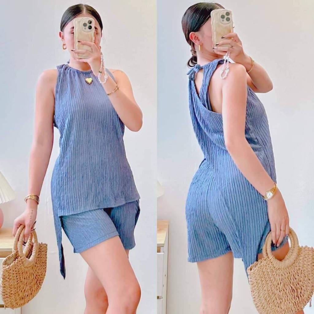 JER-JEN NATALIA CASUAL TERNO SHORT/CLASSY CRISSCROSS BACK SUMMER SHORT ...