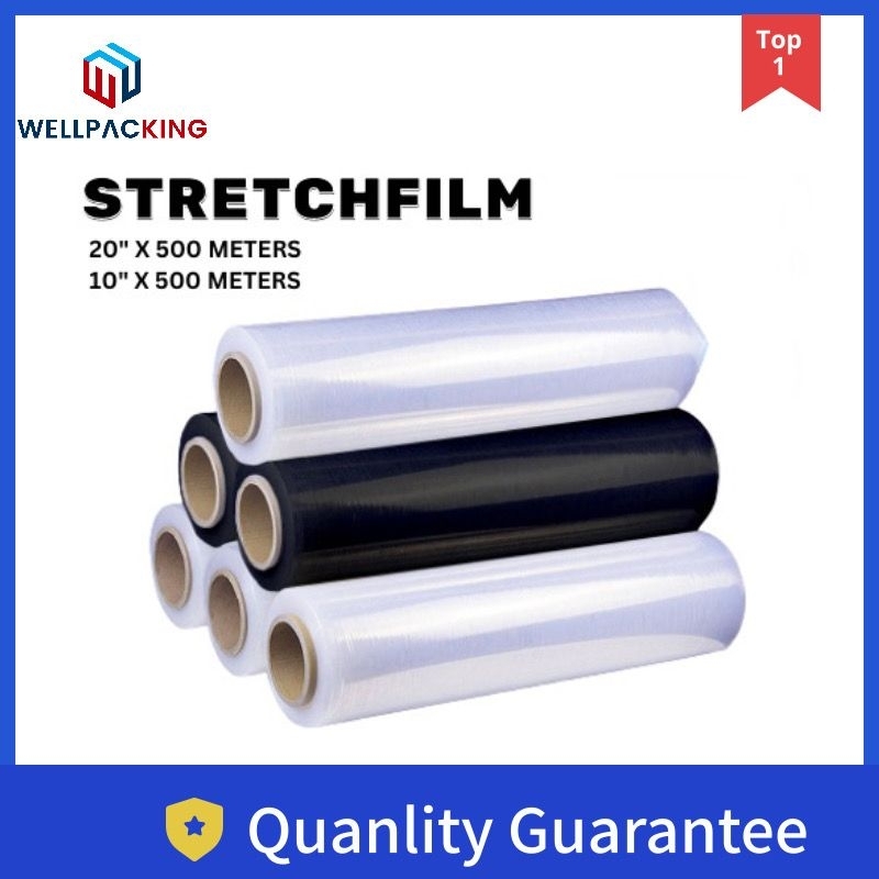 WELLPACKING Stretch Film 500m x 500MM [20"] Black/Clear stretch film ...