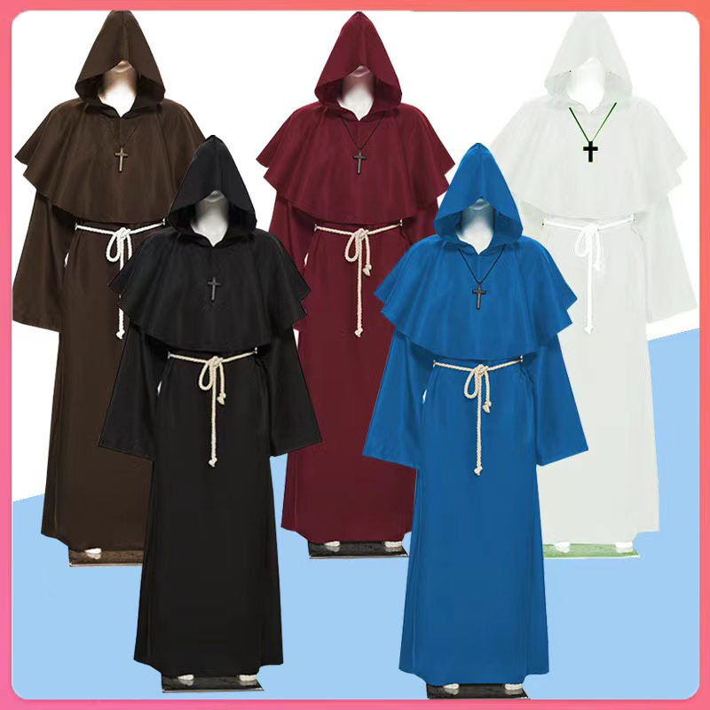 Medieval Monk Friar Robe Christian Priest Hooded Cape Grim Reaper ...