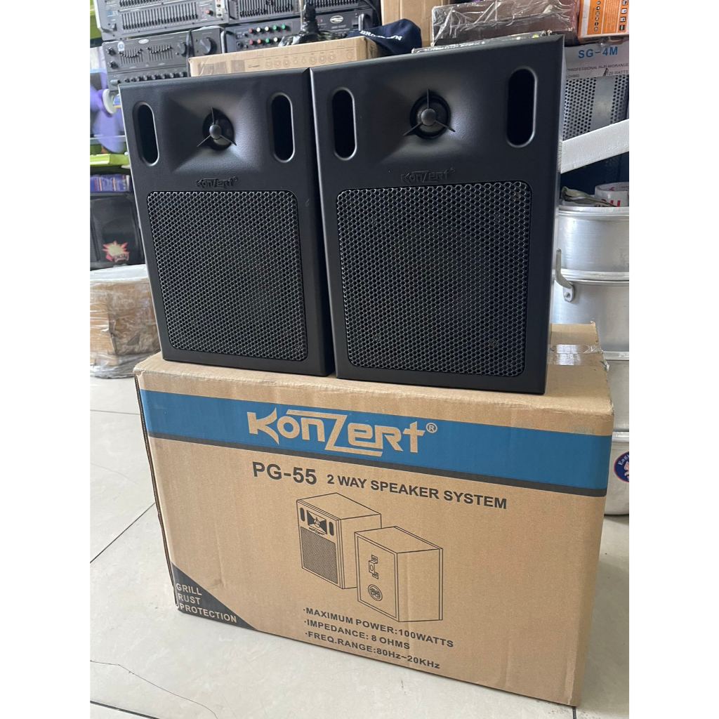 2-Way 100W Bookshelf Speaker System Pair (Konzert PG-55 5") | Shopee ...