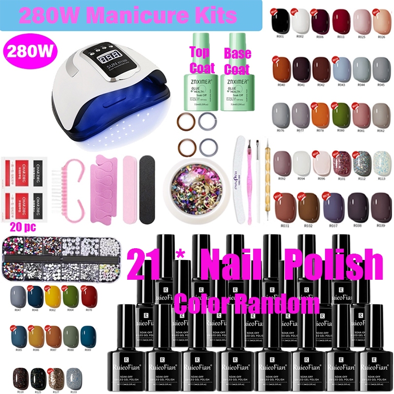 Gel Nail Polish Complete Set with UV Lamp Professional Nail Salon Nail ...