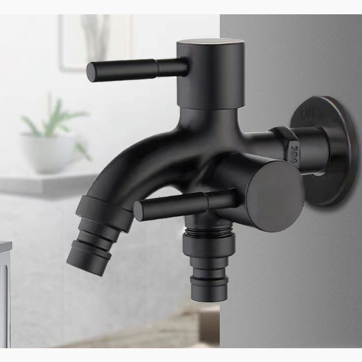 SUS304 Two Way Faucet Black1 In 2 Out Head Two Way Wall Multi-purpose ...
