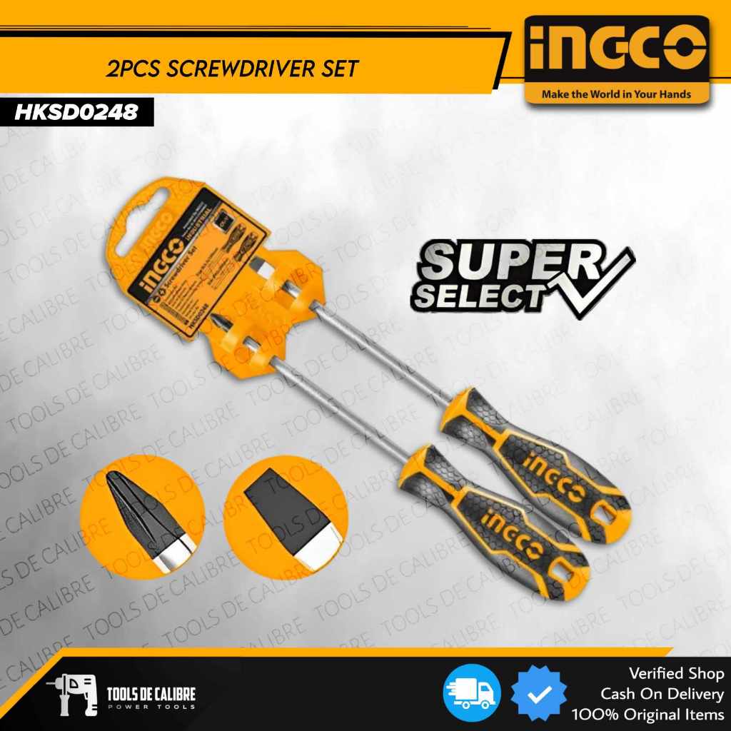 Ingco 2pcs Industrial Screwdriver Set Magnetic and CrV HKSD0248 ...