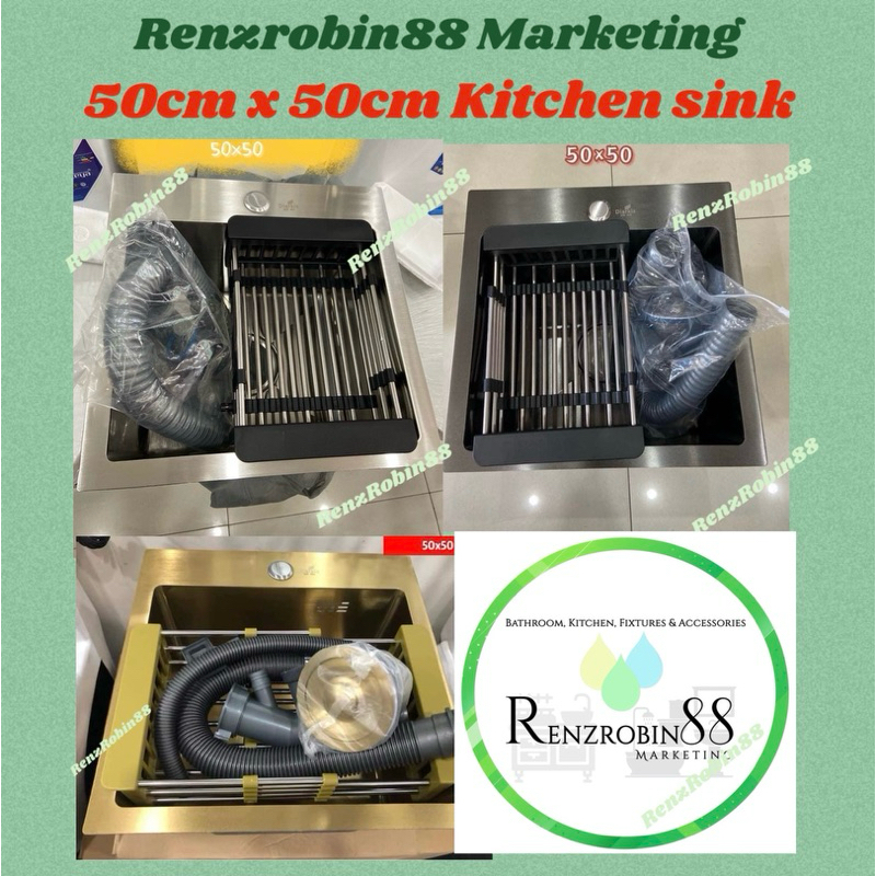50cm x 50cm kitchen sink undermount 304 stainless matte stainless ...