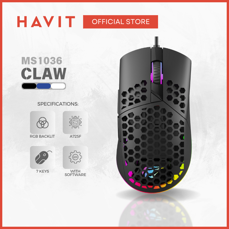 Havit Claw MS1036 || RGB Backlit Programmable Gaming Mouse || Black | Shopee Philippines