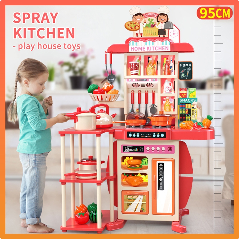 Kitchen Toys set for Girls Big Size Real Steam Working Simulation music ...
