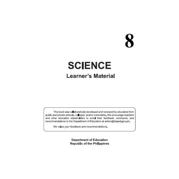 Grade 8 Science Learner's Material Module K12 K to12 | Shopee Philippines