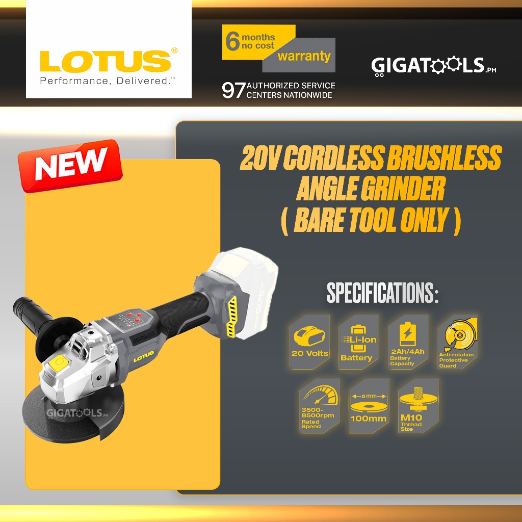 Lotus CXSG20V-100BL Cordless Brushless Angle Grinder 20V Max ( Bare ...
