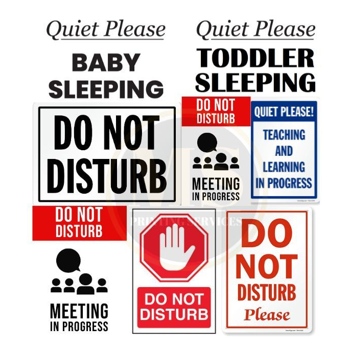 Do Not Disturb Signages (Laminated Signage and Waterproof Vinyl Sticker ...