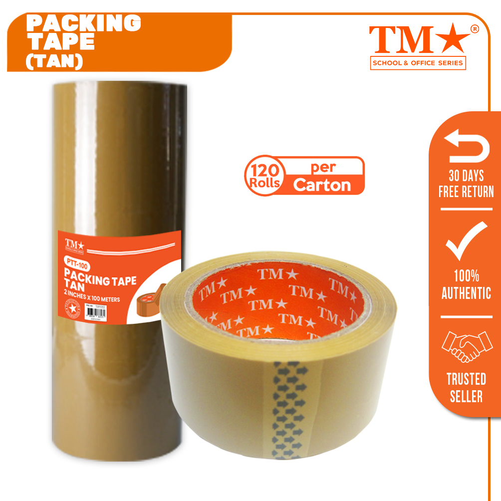 TM 120 rolls Packing Tape Tan 2 inches x 100 meters (PTT-100) | Shopee Philippines