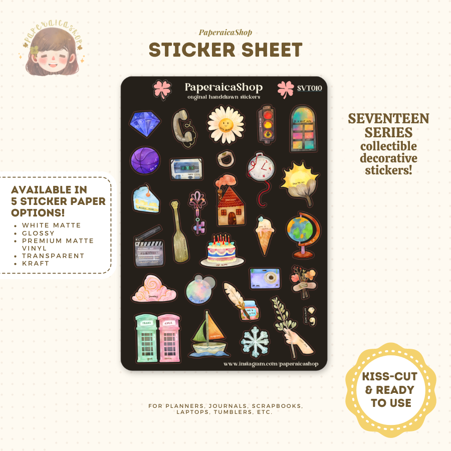 17 Albums Sticker Sheet, Kpop Songs Stickers, Planner Stickers ...