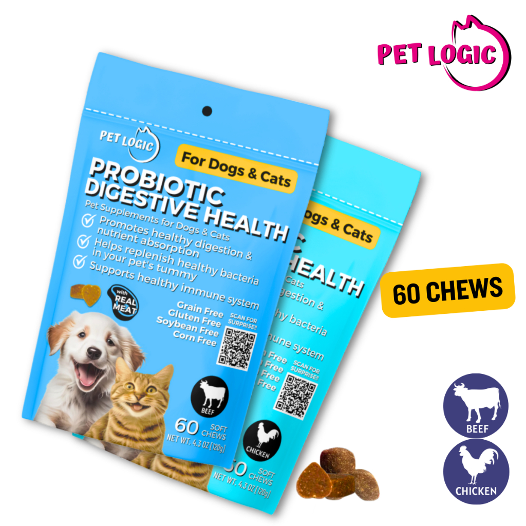 Pet Logic Probiotic Digestive Health Dog & Cat Treats Supplement 120g ...