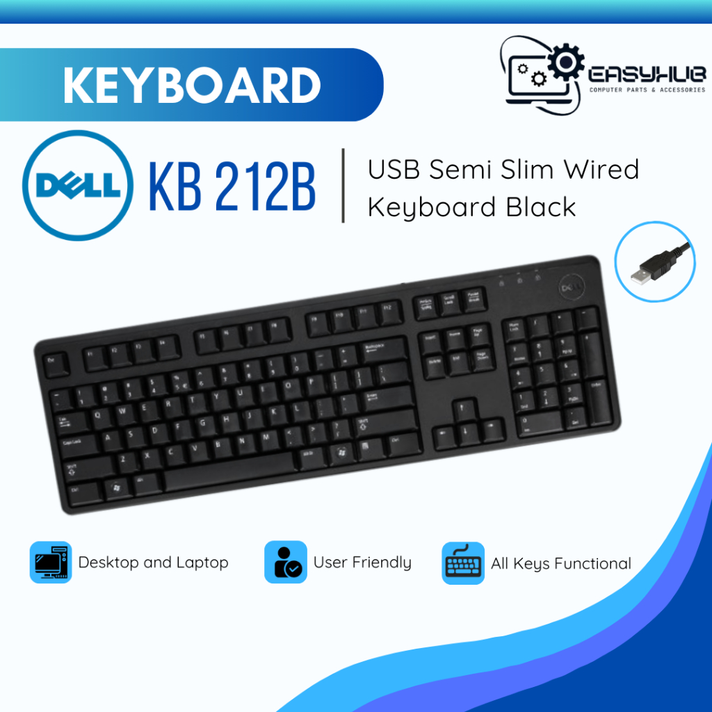 Dell Semi Slim KB212B Multimedia USB Home office Keyboard (Used ...