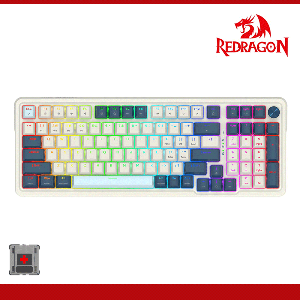 Redragon Eisa Pro RGB Tri Mode 98 Keys Mechanical Keyboard Blue Himmel ...