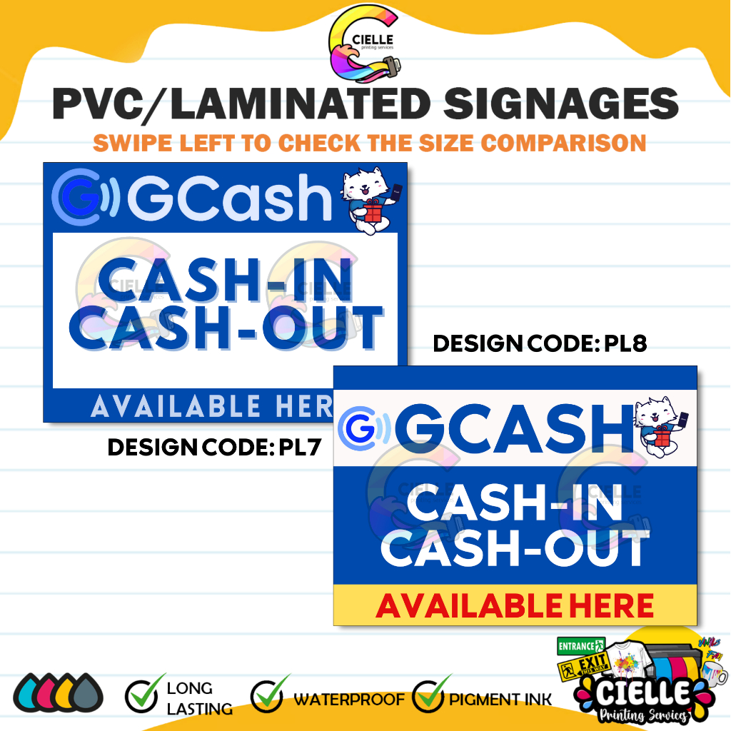 PVC/LAMINATED/STICKER SIGNAGES (PL7&PL8) - GCASH CASH-IN CASH-OUT ...