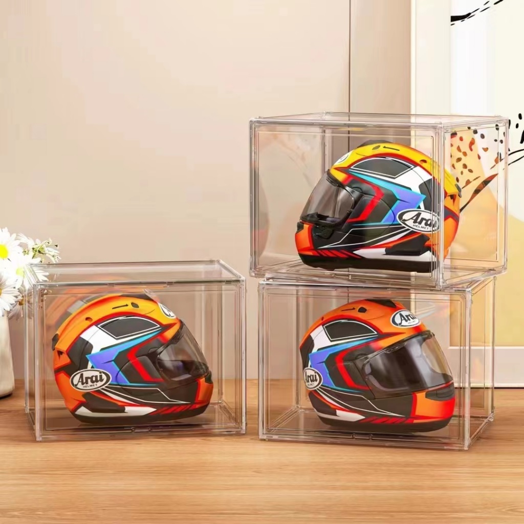 Acrylic Helmet Box Storage Stackable Extra Large Container Sturdy ...
