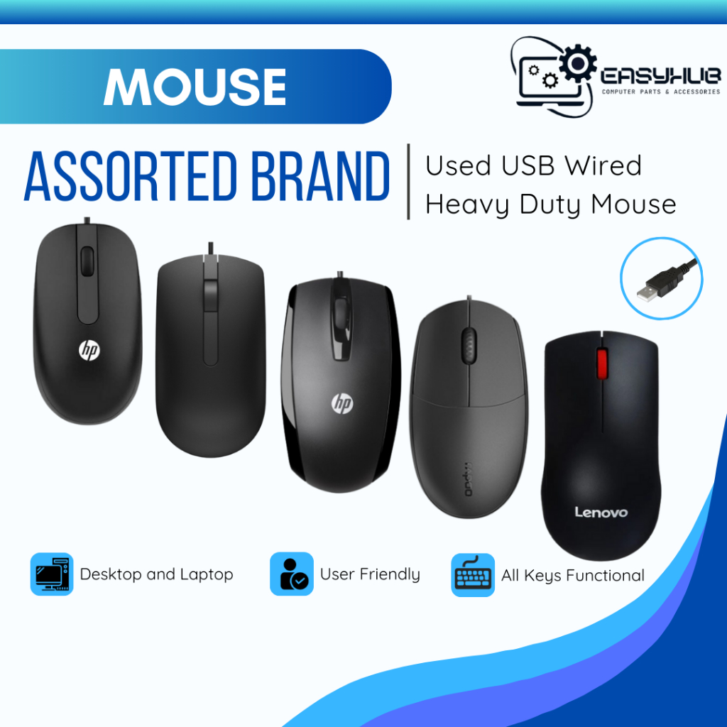 Used Original Heavy Duty Mouse USB Type Wired (Assorted Brands ...